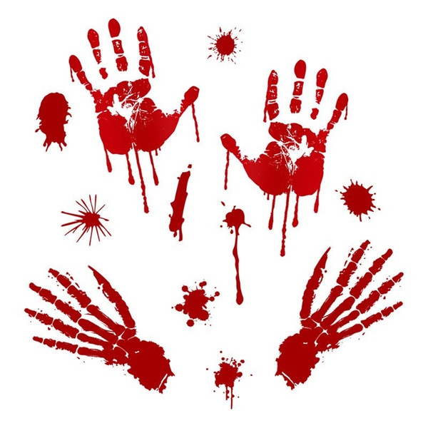 Buy Removable Halloween Bloody Hand Print/Footprint Pattern Wall ...