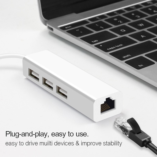 Buy USB 2.0 Hub Type-c Network Card OTG USB Hubs Type C to Rj45 Lan ...