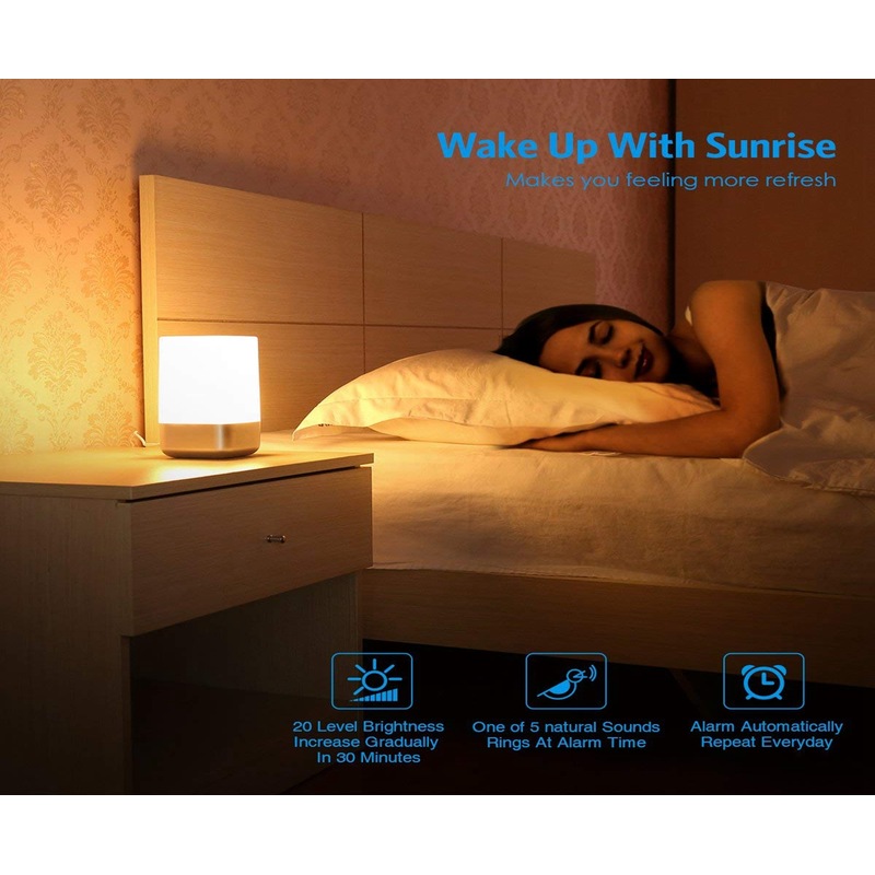 Buy Wake-Up Light Bedside Lamp Alarm Clock with Sunrise Simulation, 5 ...