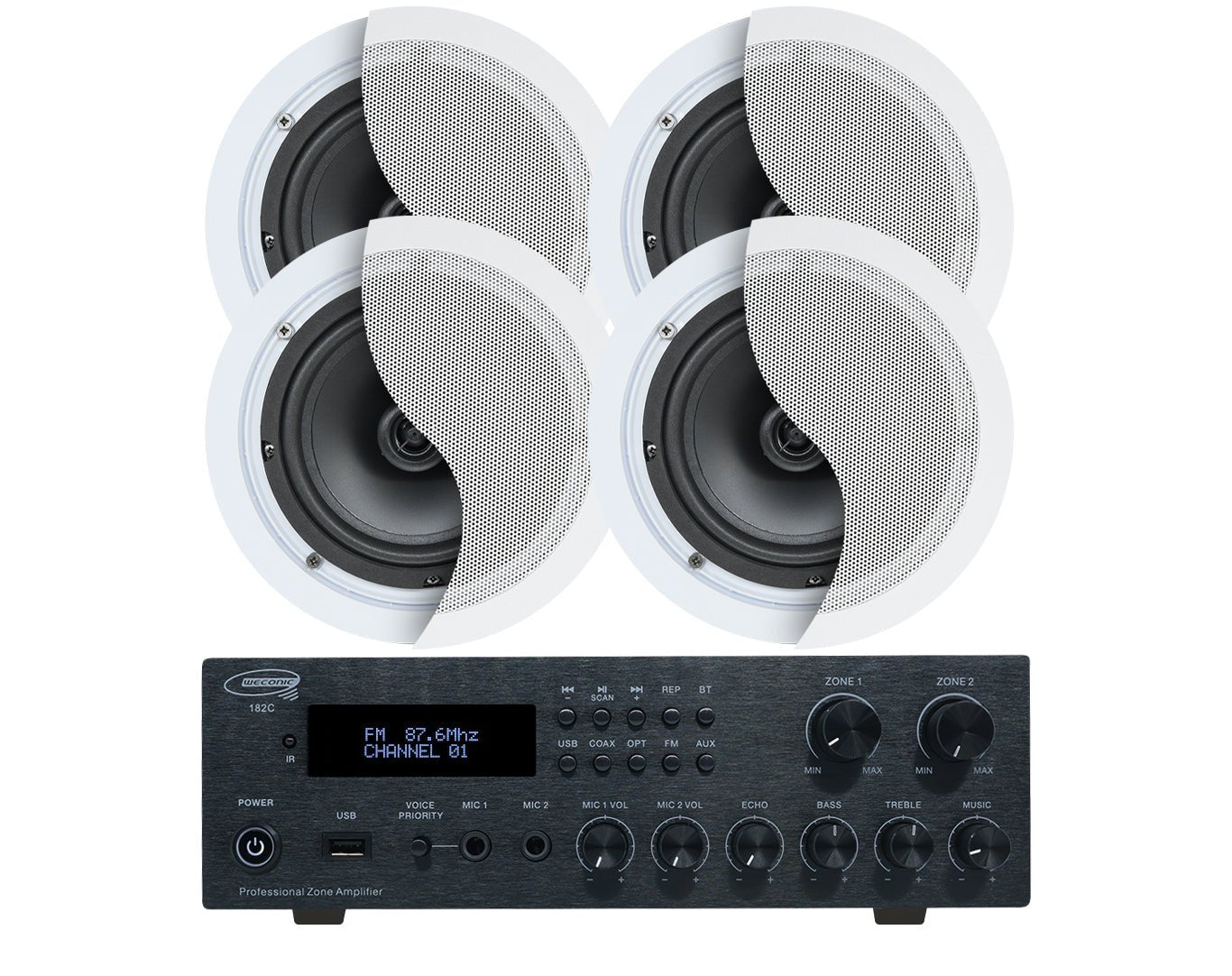 Buy Weconic 6" Indoor Ceiling Speaker Set with Bluetooth Amplifier Cafe ...