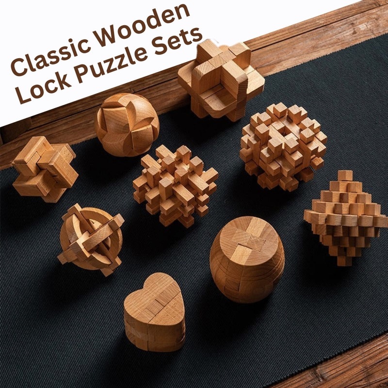 Buy Brain Teaser Wooden Puzzles (Set of 3) - MyDeal