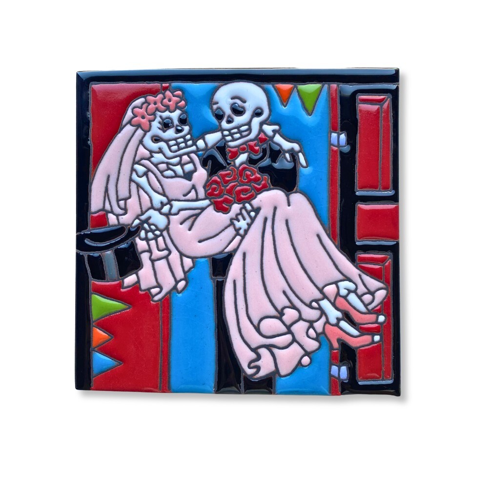 Buy Mexican Wedding Day Skeleton Talavera Ceramic Tile 15cm - MyDeal ...