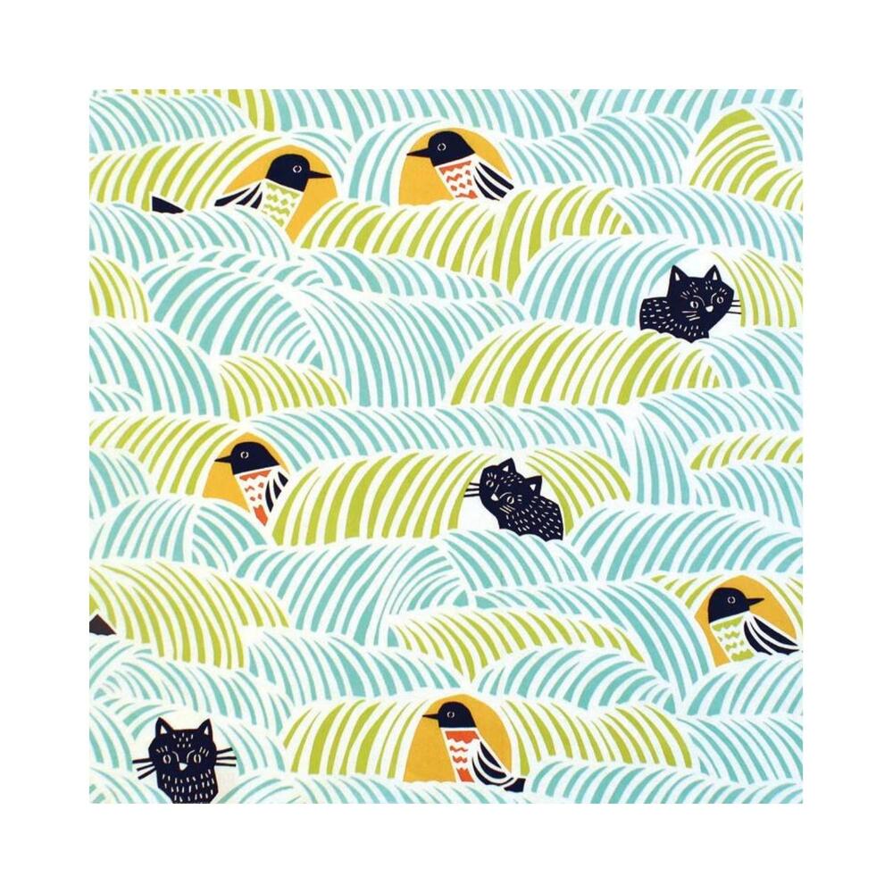 Buy Musubi 45 Kata Kata Cats & Birds Blue Furoshiki Wrapping Cloth ...