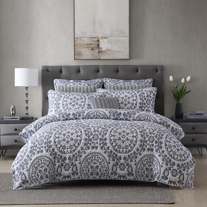 Buy Private collection Astille Blue Duvet Doona Quilt Cover Set - Queen ...