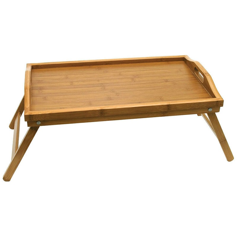 Buy Bamboo Folding Lap Serving Tray Desk Bed Snack Food Breakfast ...