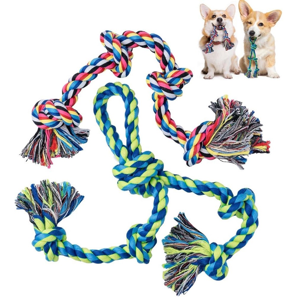 Buy 2 Pack Cotton Rope Dog Toys Durable Tug Chew Ropes for Large Breed ...