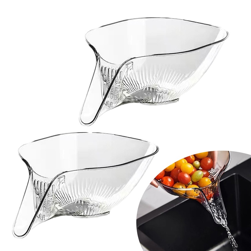 Buy 2Pcs MultiFunctional Drain Baskets Strainer Bowls With Funnel ...