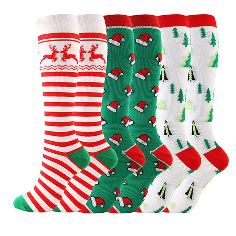 Buy 3/6 Pairs Christmas Compression Socks Men and Women Pressure Socks ...