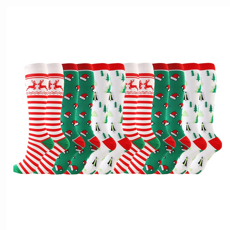 Buy 3/6 Pairs Christmas Compression Socks Men and Women Pressure Socks ...