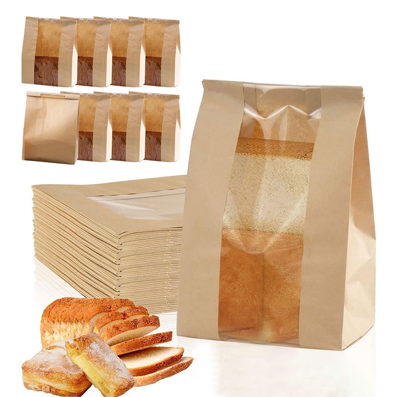 Buy 50Pcs Paper Bread Bags with Window Bread Bags Toast Bread Bags ...