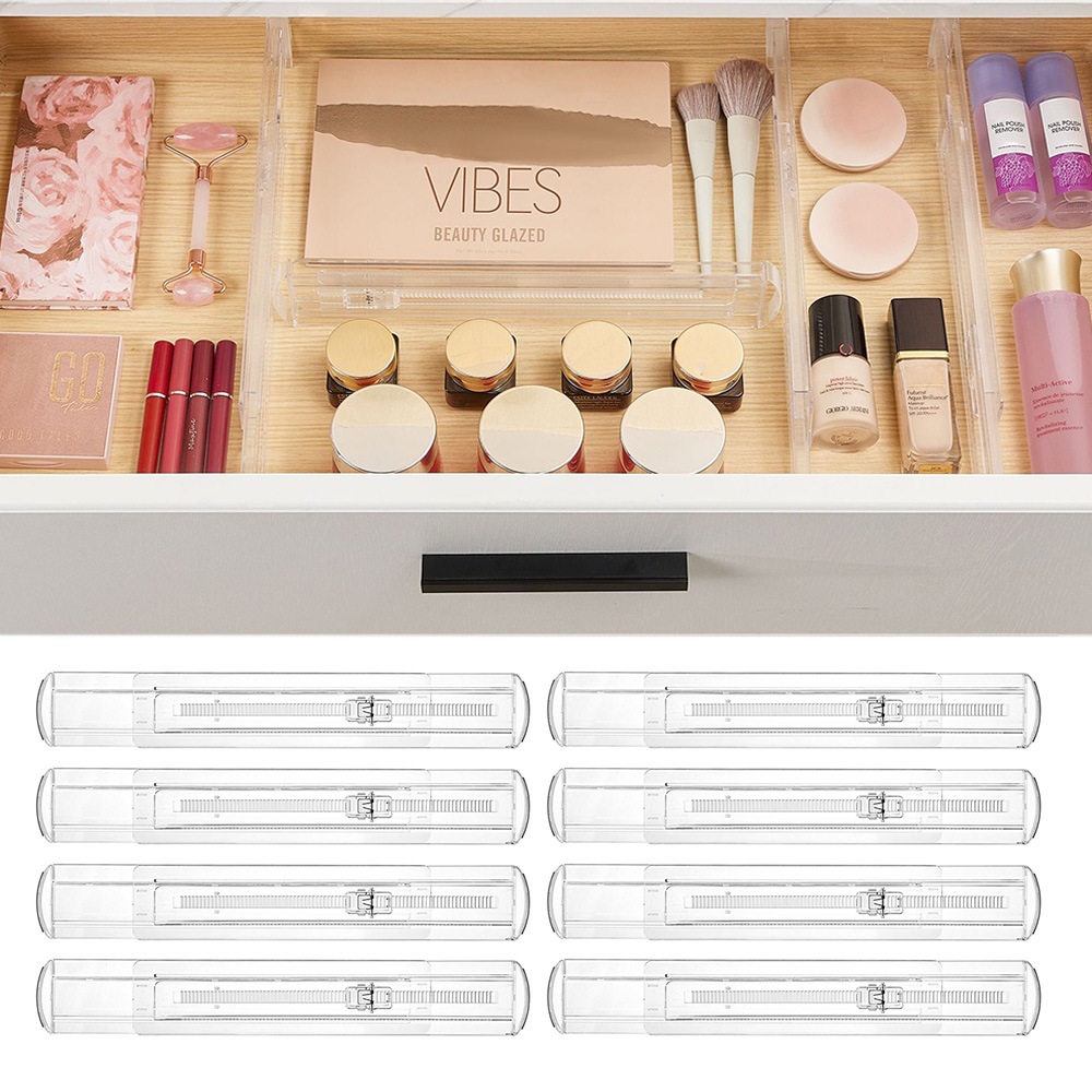 Buy 8Pcs Adjustable Plastic Drawer Dividers Expandable Drawer Organizer ...