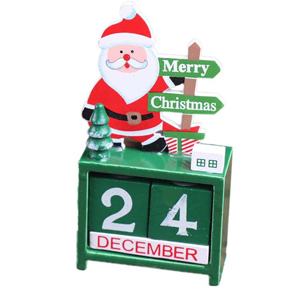 Buy Christmas Wooden Calendar Block Countdown Calendar Santa Claus ...