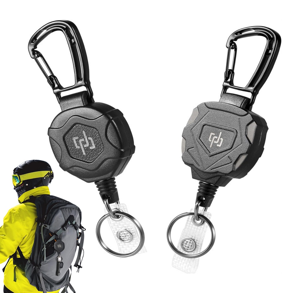 Buy Retractable Keychain Heavy Duty Carabiner Badge Holder Tactical ID ...