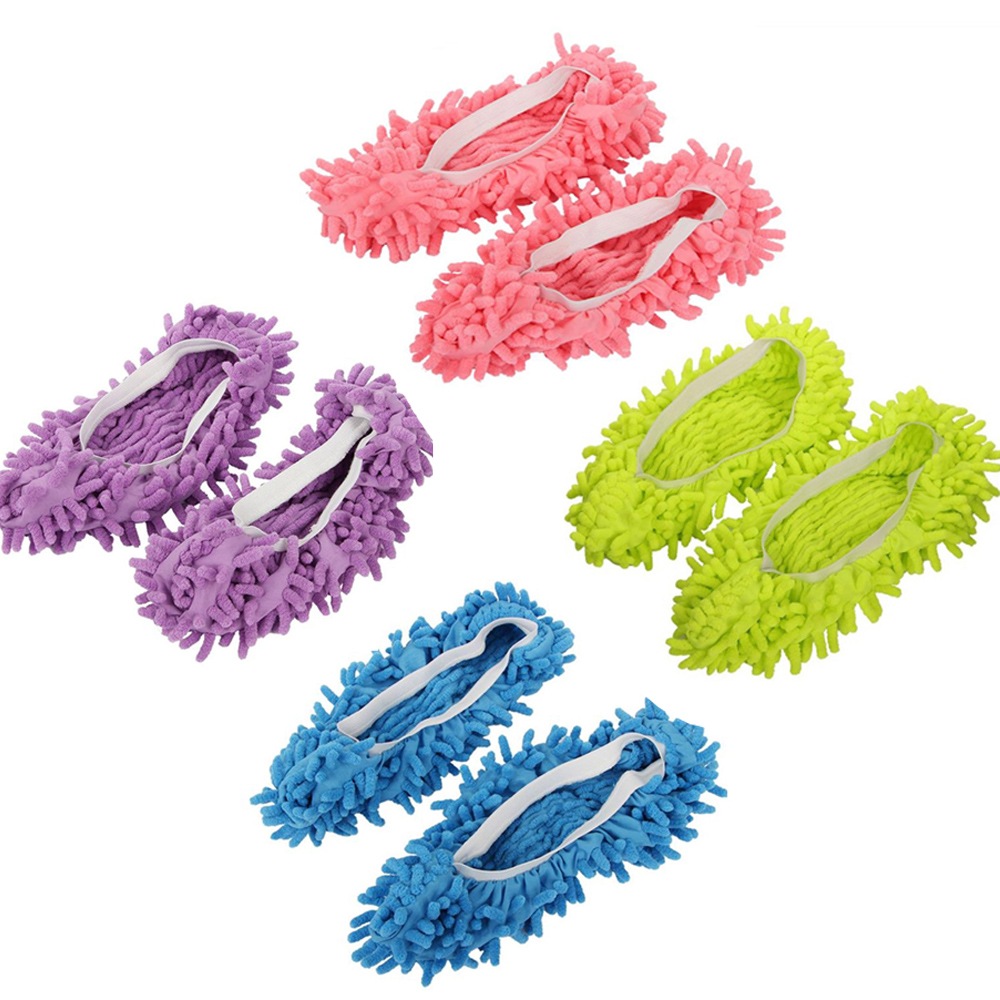 Buy Washable Dust Mop Slippers Chenille Shoes Covers Washable Reusable ...