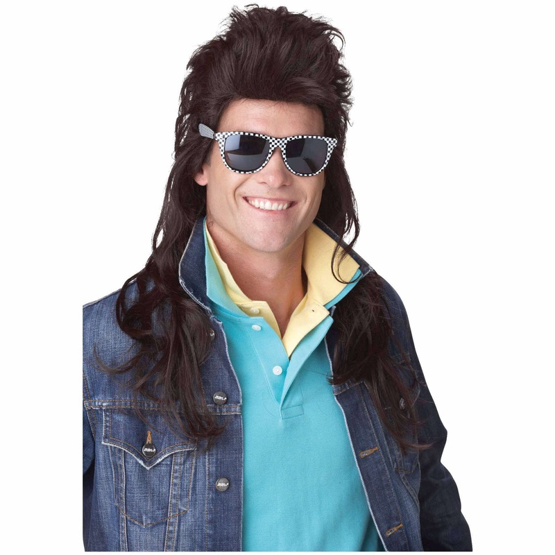 Buy Hobbypos 80s Rock Mullet Brown Bogan Redneck Men Costume Wig - MyDeal
