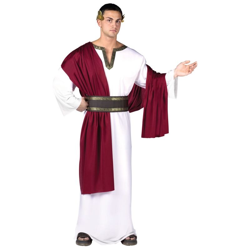 Buy Hobbypos Deluxe Julius Caesar Roman Greek Emperor Toga Mens Costume ...