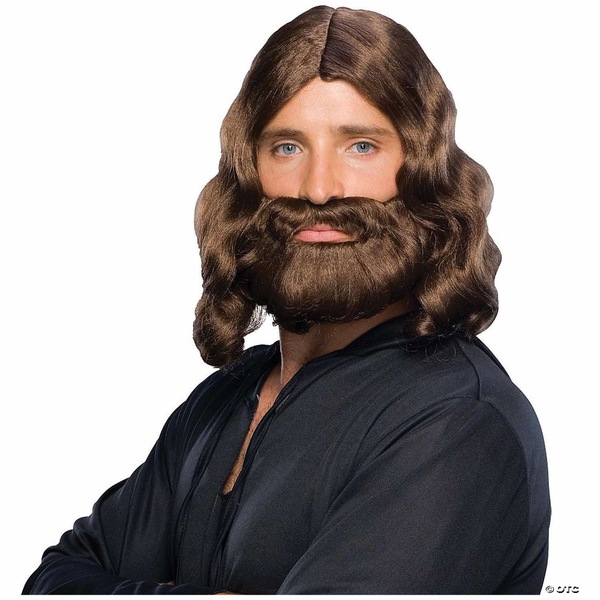 Buy Jesus Brown Biblical Religious Hippie 70s Mens Costume Beard Wig ...