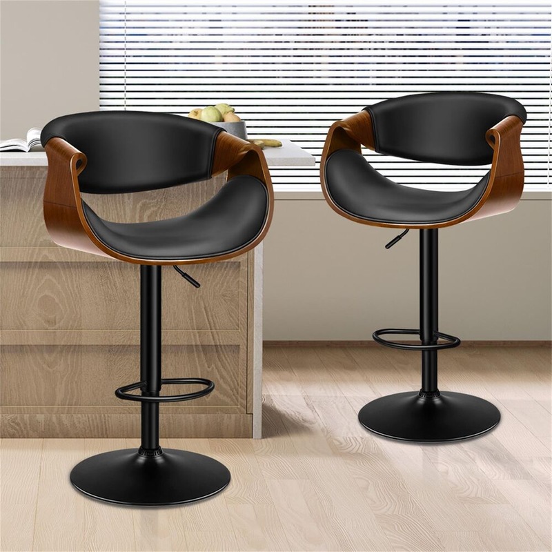Buy ALFORDSON 2x Bar Stool Kitchen Swivel Chair Wooden Leather Gas Lift ...
