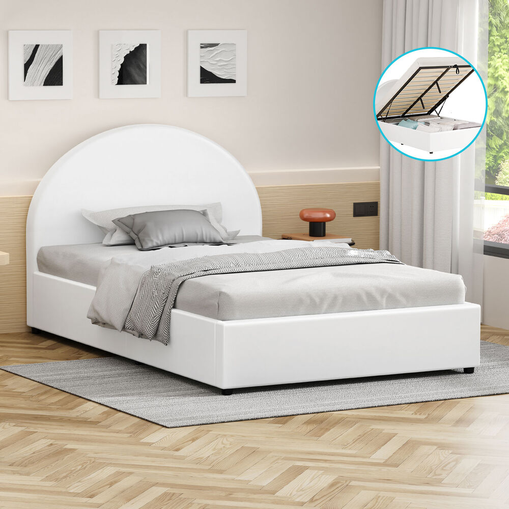 Buy ALFORDSON Bed Frame King Single Gas Lift Base With Storage White ...