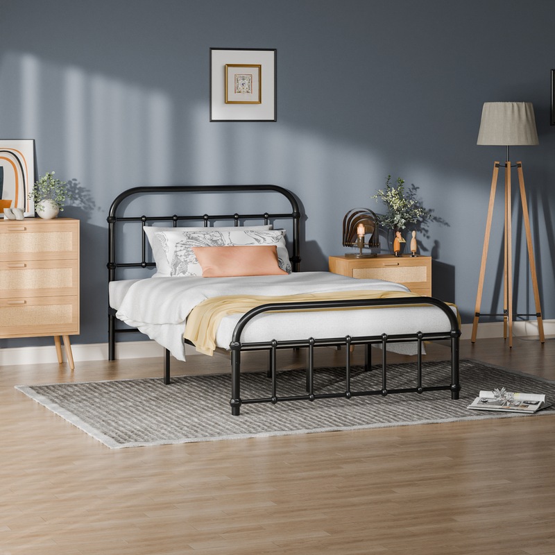 Buy ALFORDSON Metal Bed Frame King Single Size Base Platform Black - MyDeal