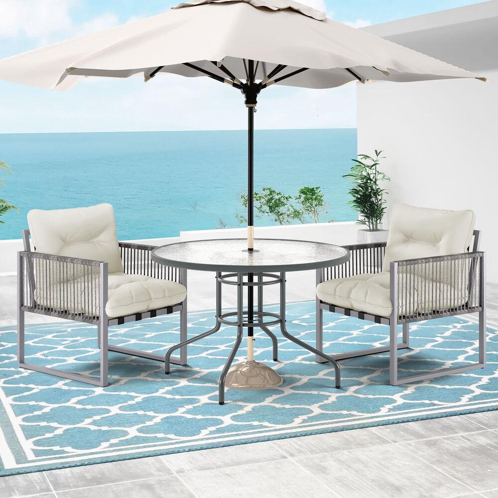 Buy ALFORDSON Outdoor Dining Patio Set Glass Table Lounge Chair ...