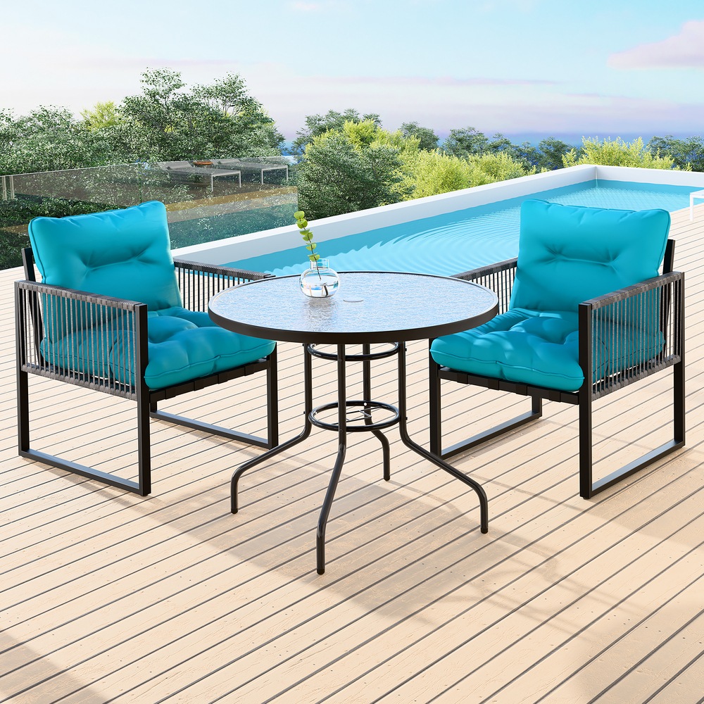 Buy ALFORDSON Outdoor Lounge Set Table and Chairs Patio Furniture Glass ...