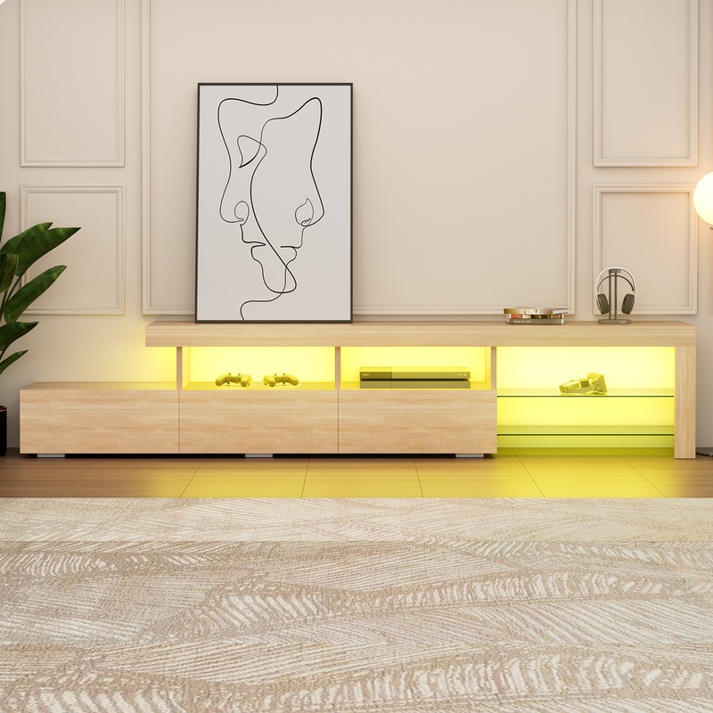 Buy ALFORDSON TV Stand Entertainment Unit LED 220cm Oak - MyDeal