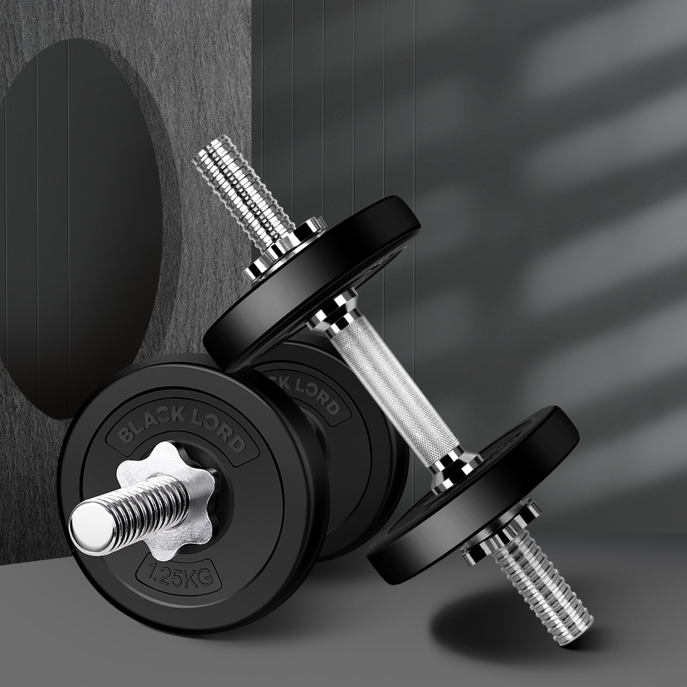 BLACK LORD 10KG Adjustable Dumbbell Set Rubber Weight Plates Lifting BLACK LORD 10KG Adjustable Dumbbell Set Rubber Weight Plates Lifting