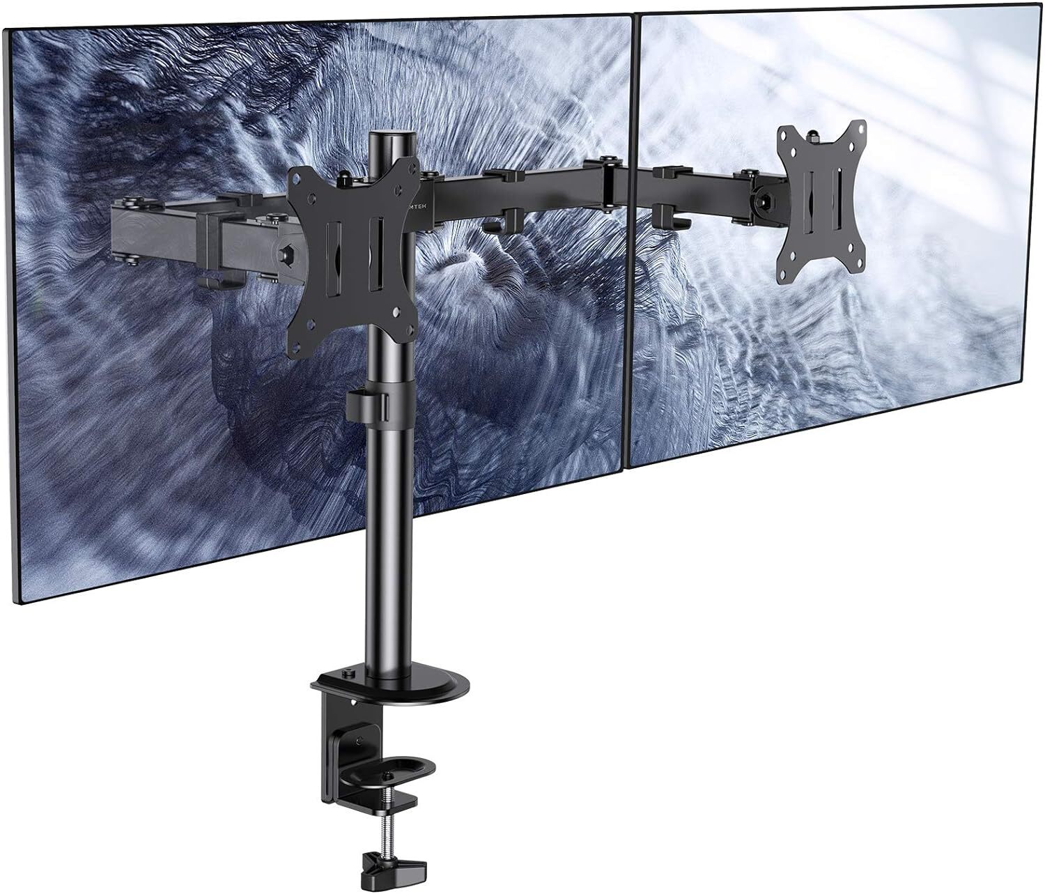 Buy Monitor Stand Laptop Tray Dual Arm Desk Mount Screen Holder Bracket ...