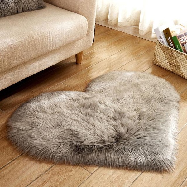 Buy Heart Shaped Fluffy Rug - MyDeal Australia