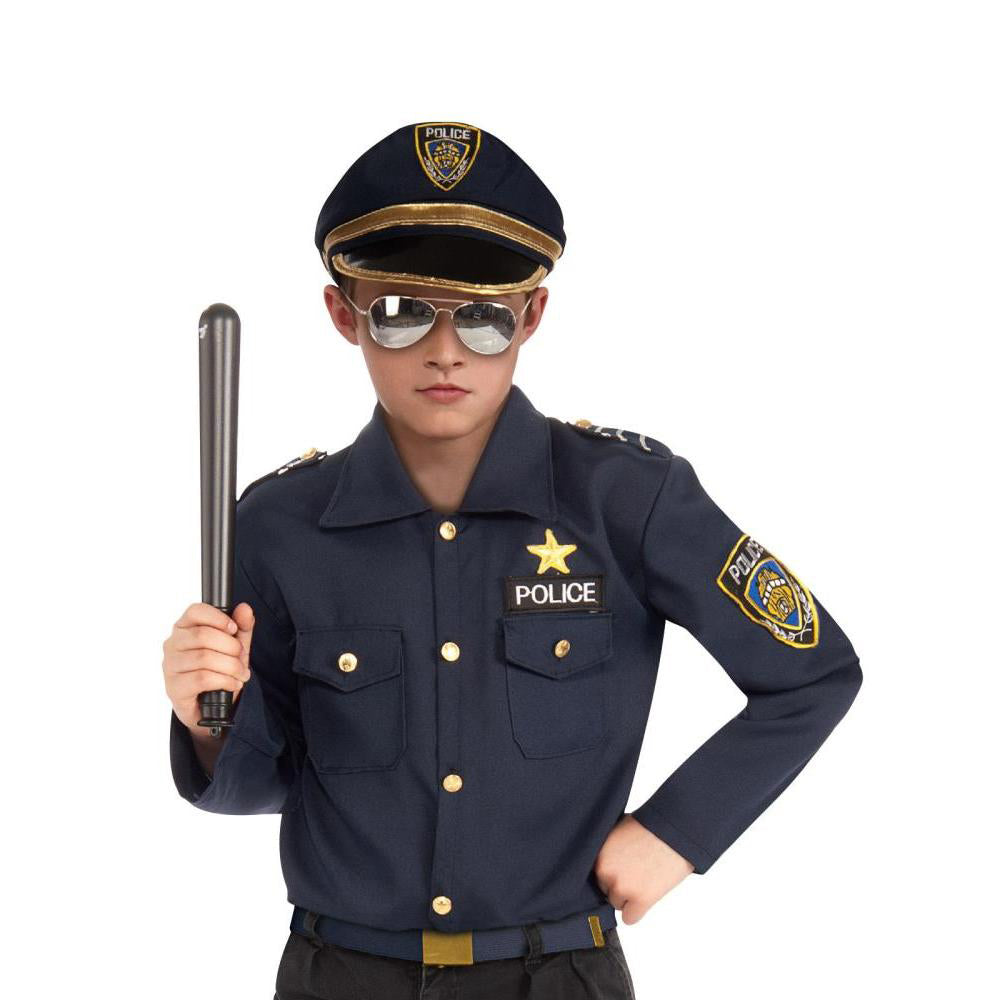 Buy Police Officer Kids Costume – Official Rubie’s Navy Shirt with Cap ...