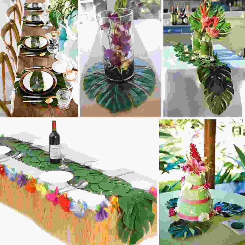 Buy 54Pcs/Set Tropical Palm Leaves Hawaiian Hibiscus Artificial Flower ...