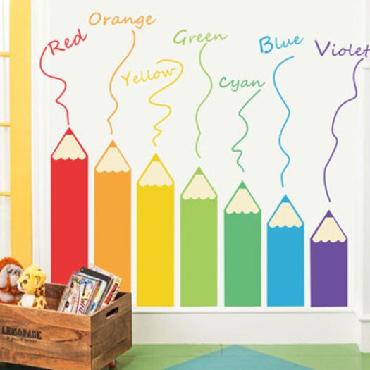 Buy Cartoon Colorful Pencil Wall Sticker For Kids Room Living Room DIY Kindergarten Play Room ...