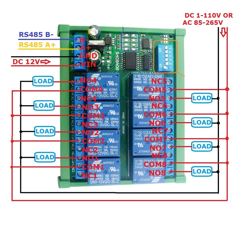 Buy DC 12V 8 Channel RS485 Relay Module DIN35 C45 Rail Box with Case - MyDeal