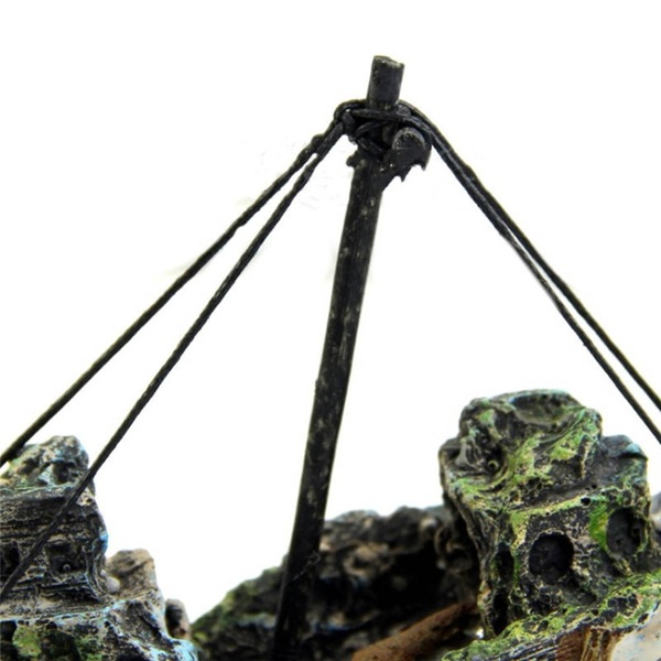 Buy Pirate Ship Rotten Boat Small Net Boat Aquarium Landscaping Fish ...
