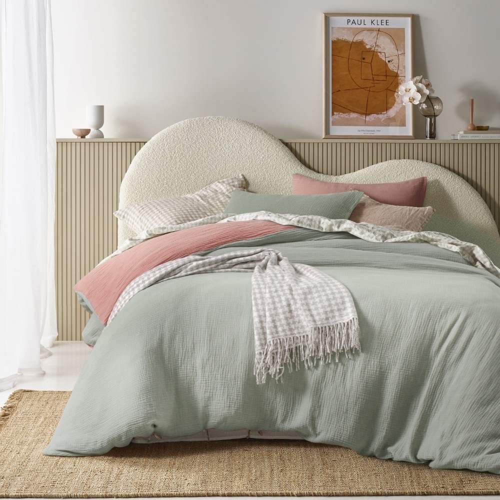 Buy Vintage Design Hugo Reversible Cotton Gauze Sage/Clay Quilt Cover ...