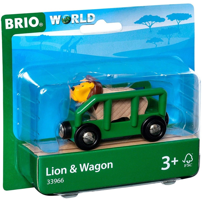 Buy BRIO Vehicle Safari Lion and Wagon Toy Train Set Vehicles Kids Ages ...