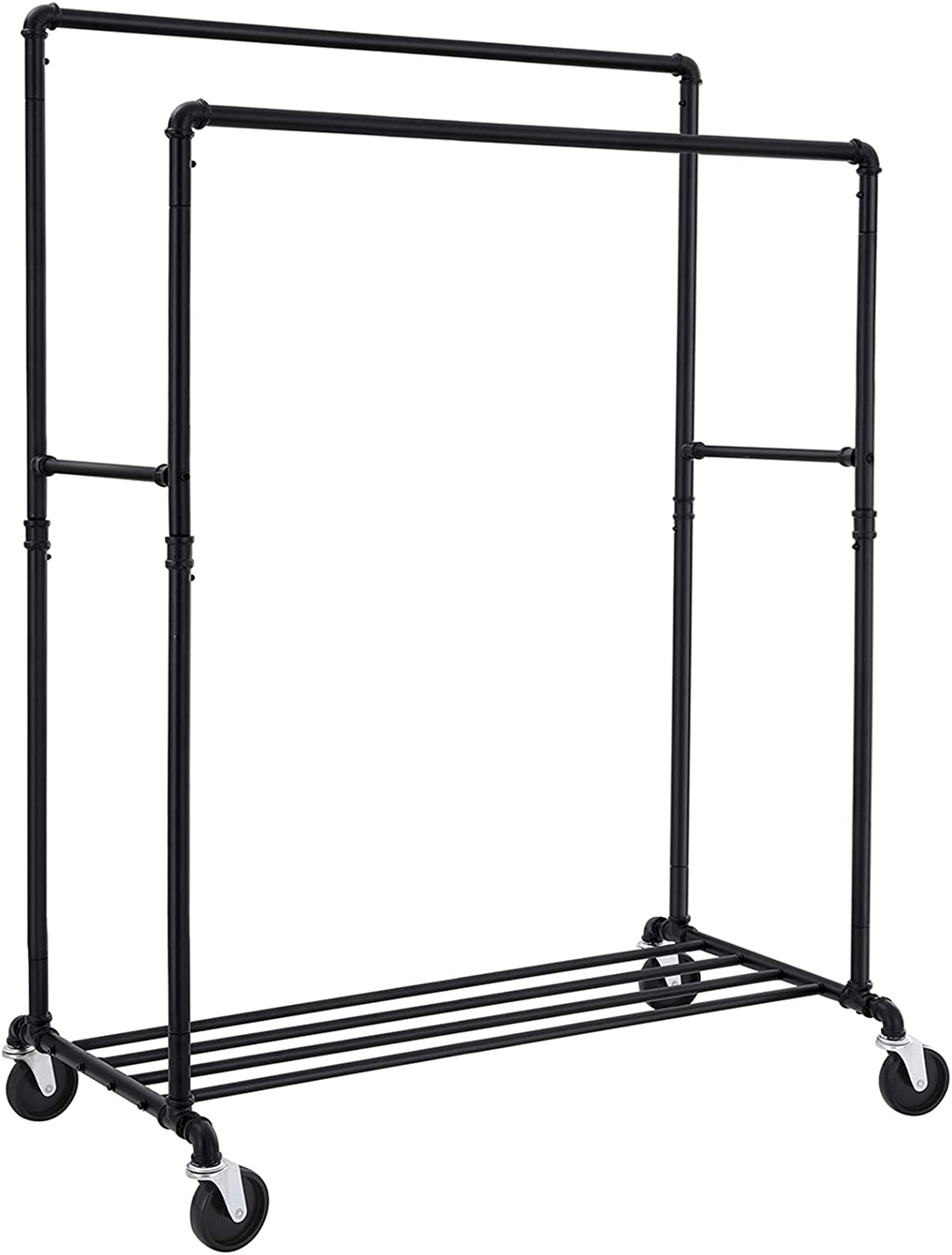 Buy SONGMICS Industrial Pipe Clothes Rack on Wheels with Hanging Rack ...