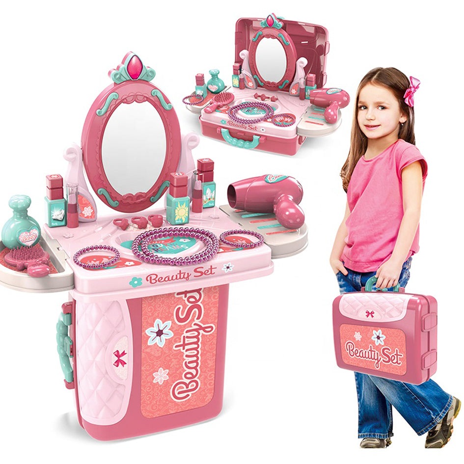 Buy 3 in 1 Beauty Dresser Vanity Table Kids Pretend Play Toy Set ...