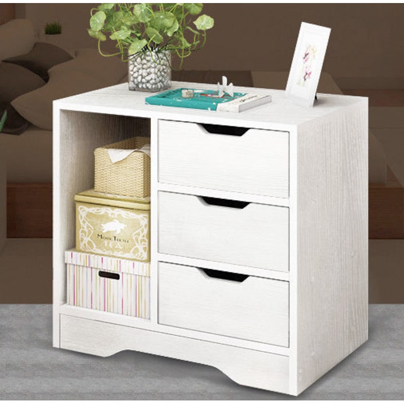 Buy Zest 3 Drawer Cabinet and Shelf Utility Side Table (White) - MyDeal