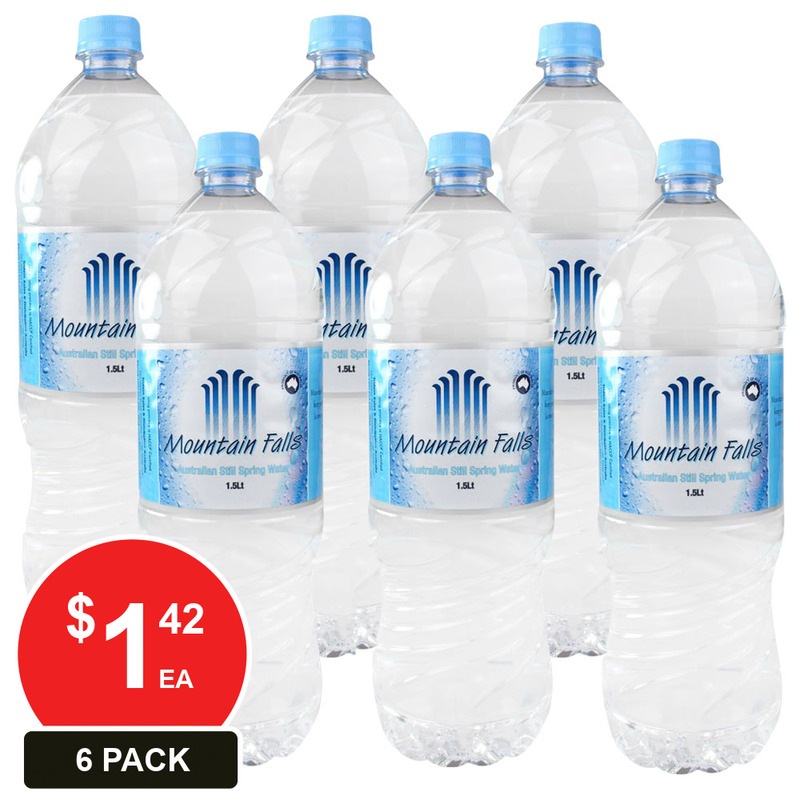 Buy MOUNTAIN FALLS 1.5LT SPRING WATER 6 PACK - MyDeal Australia