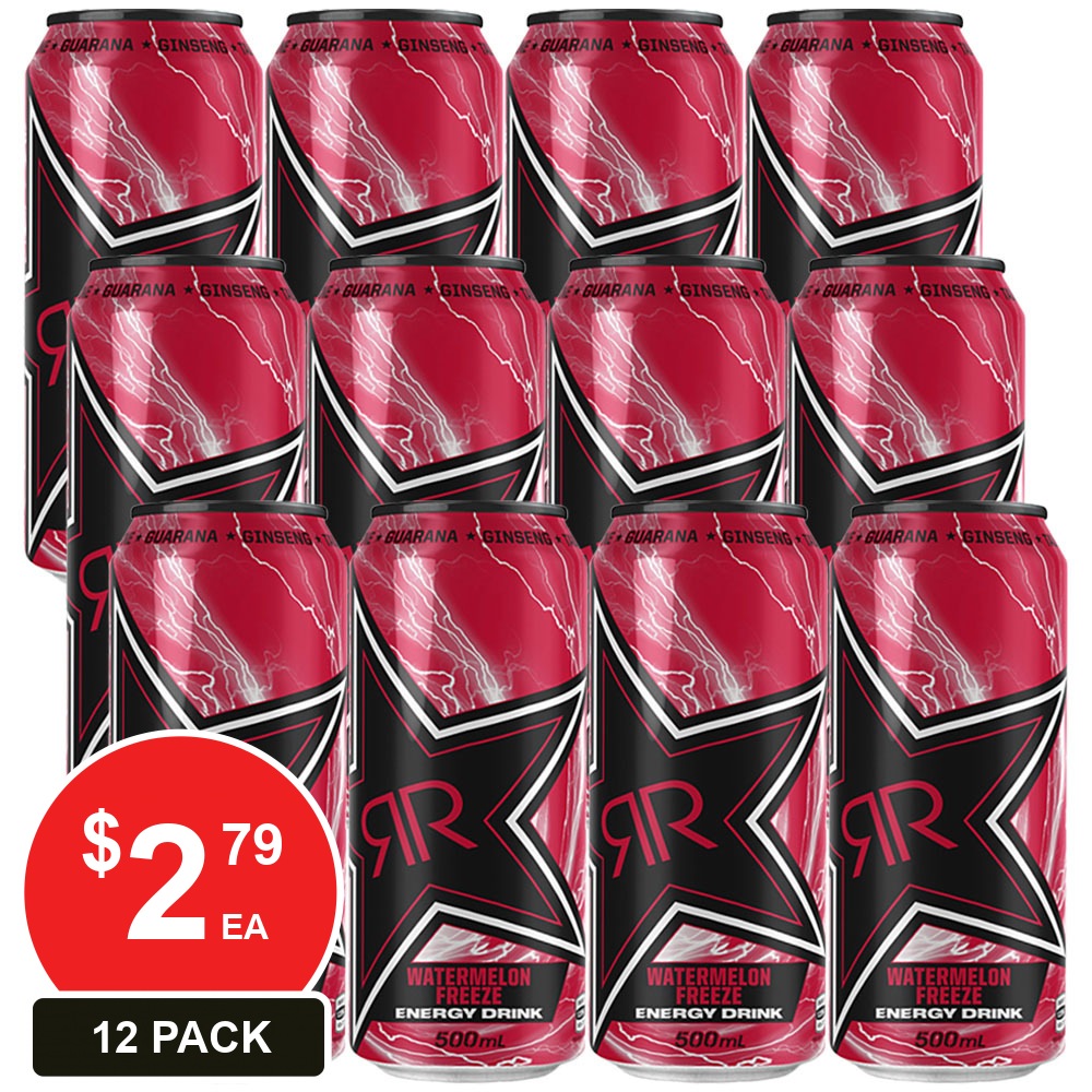 Buy ROCKSTAR 500ML ENERGY DRINK WATERMELON 12 PACK - MyDeal Australia