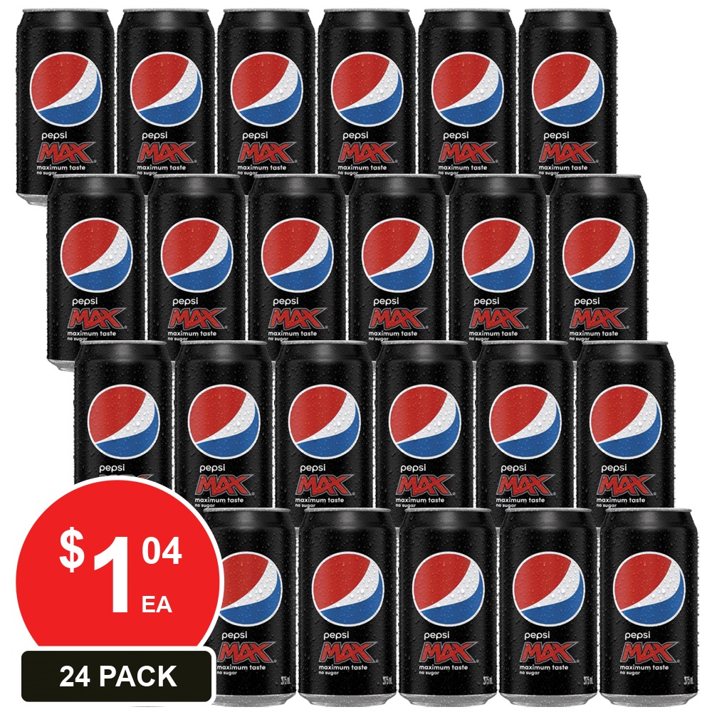 Buy SCHWEPPES 375ML PEPSI MAX CANS 24 PACK - MyDeal Australia