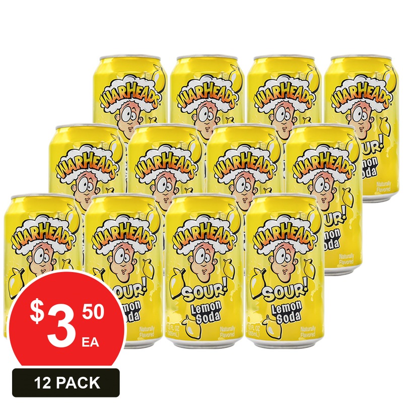 Buy WARHEADS 355ML LEMON SOUR SODA 12 PACK - MyDeal