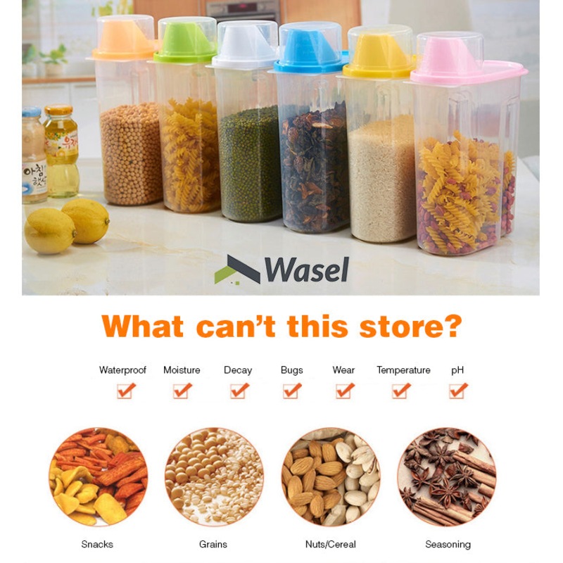 Buy Wasel Plastic Dried Food Storage Containers Lids Box Jars Airtight ...