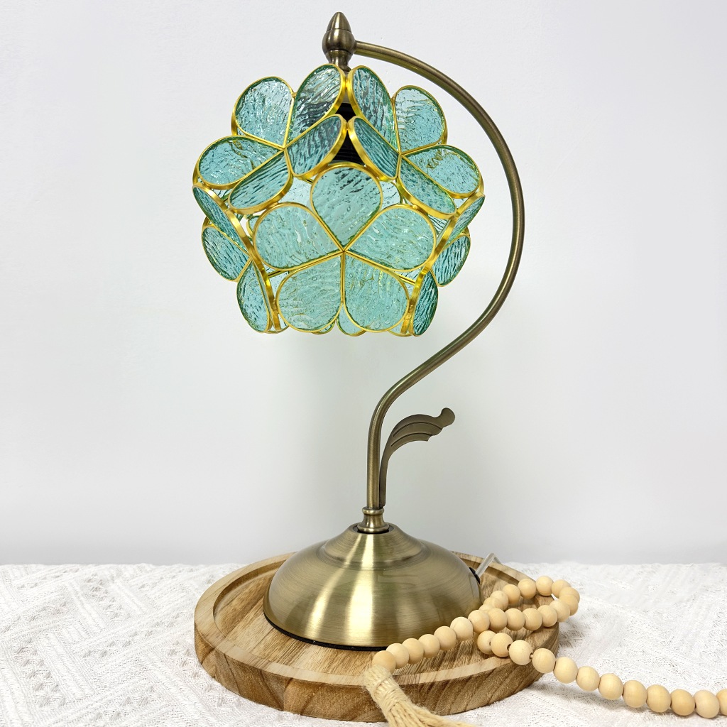Buy Clora Bedside Table Lamp Stained Glass Blossom Flower Stepless ...