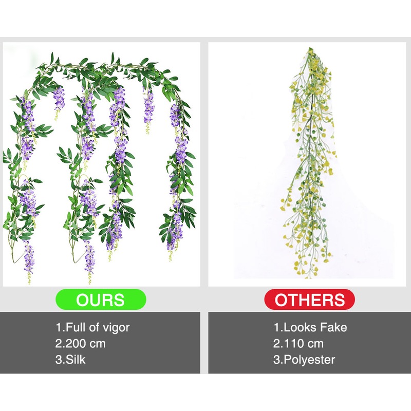 Buy Purple Artificial Silk Flowers Wisteria Hanging Fake Garden Plants ...