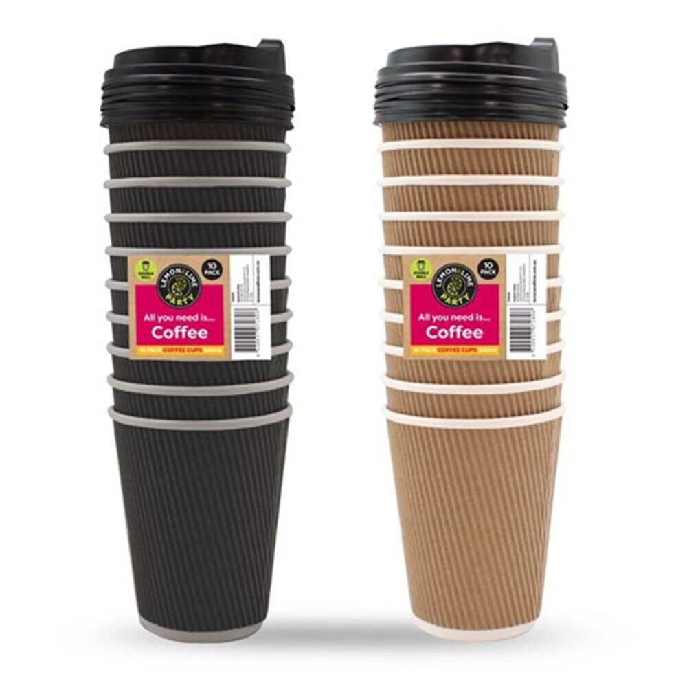 Buy 20 x Disposable Double Wall Coffee Cups 340ML With Lid Takeaway Drink Tea Cups - MyDeal ...