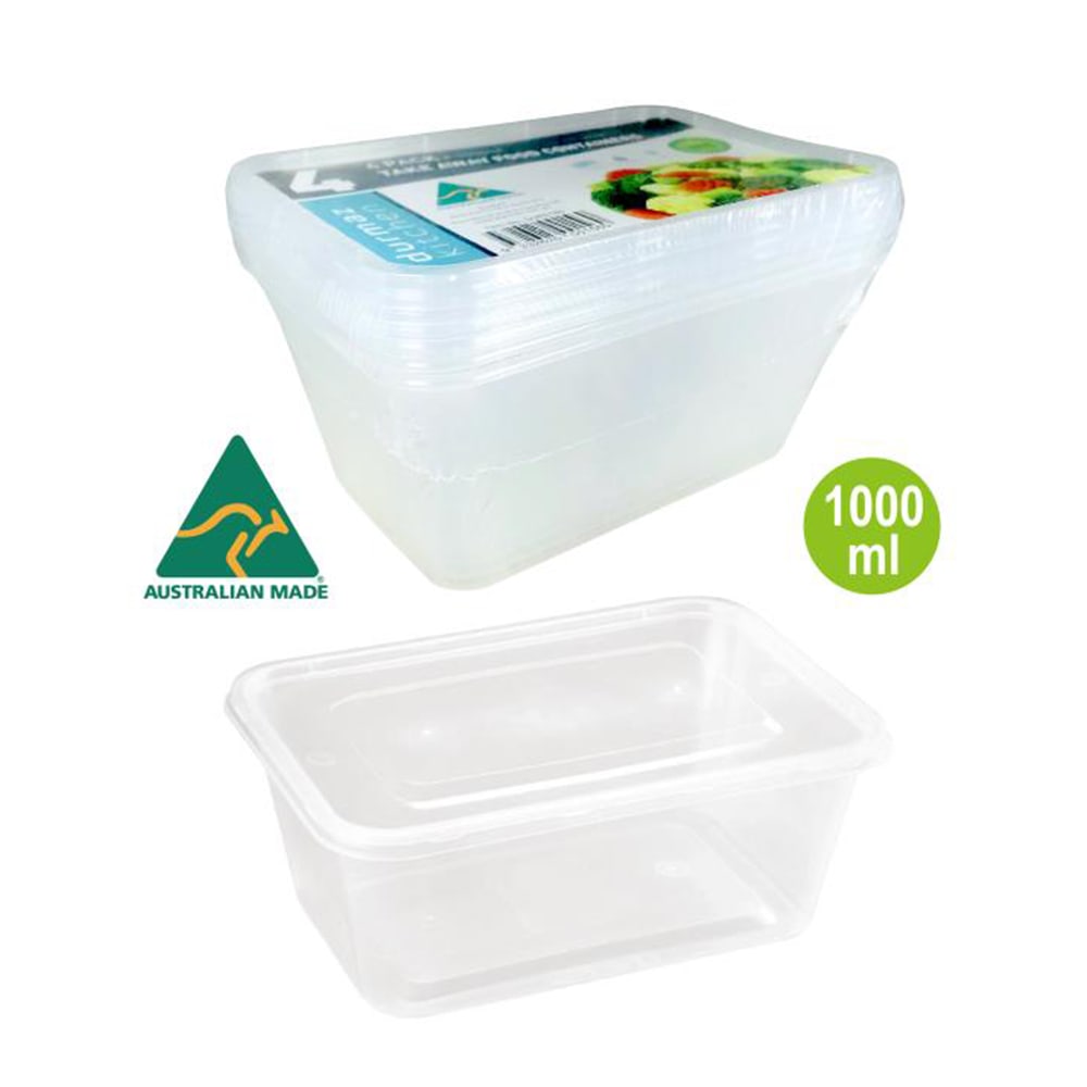Buy 20pcs Takeaway Food Containers 1L Take Away Storage Boxes Plastic ...