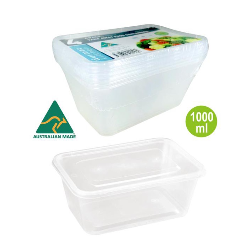 Buy 20pcs Takeaway Food Containers 1L Take Away Storage Boxes Plastic ...